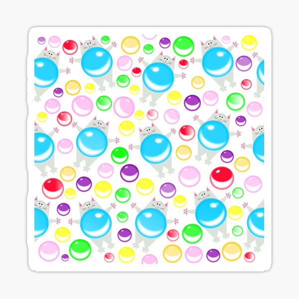 "Floating bubble cats with rainbow bubbles" Sticker for Sale by ...