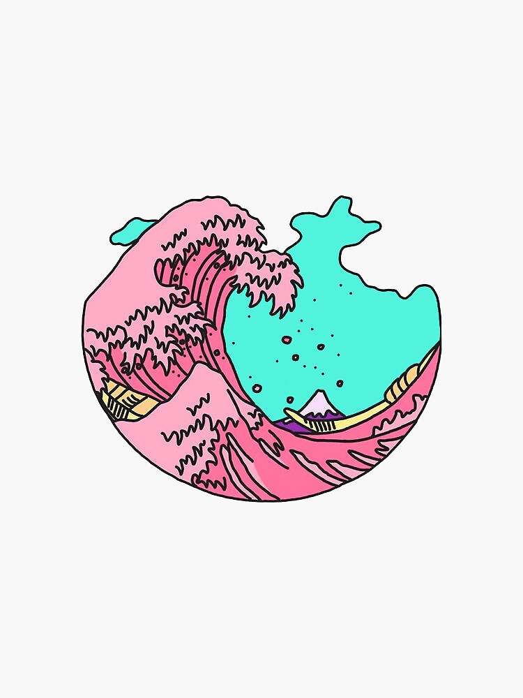 "Pink Wave" Sticker for Sale by ruhang | Redbubble