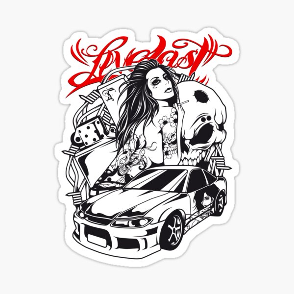"Live Fast - Sportscar Girl" Sticker by RollOn | Redbubble