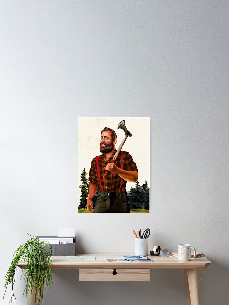 "Rugged Lumberjack Illustration" Poster for Sale by The Whiskey Ginger ...