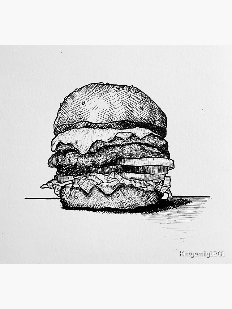 "Pen and Ink Burger" Sticker by Kittyemily1201 | Redbubble