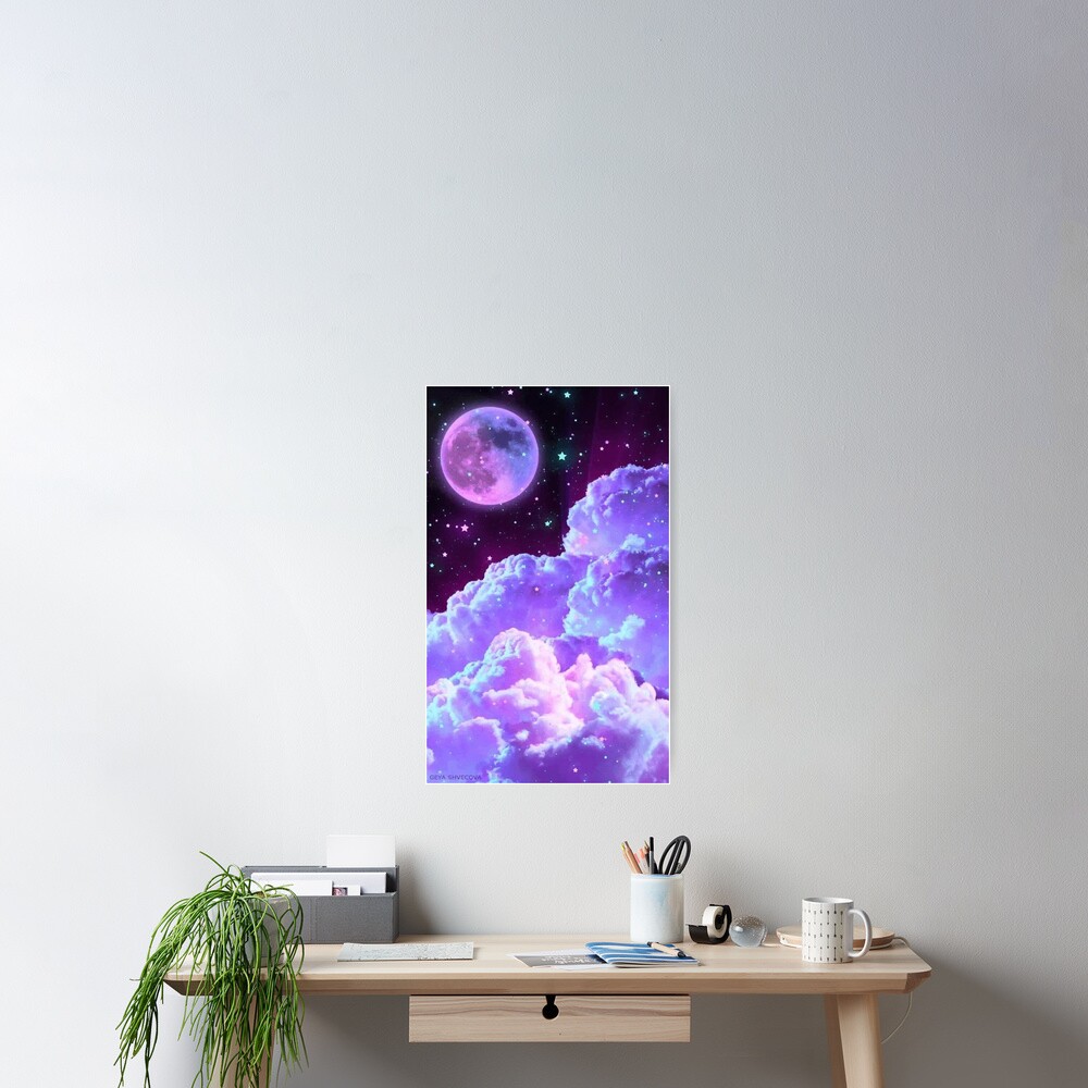 "Aesthetic clouds and moon" Poster for Sale by breabee136 | Redbubble
