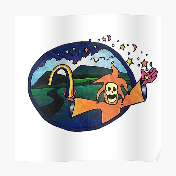 "Colorful Cartoon Rainbow Pot of Gold Jester Reaper Design" Poster for ...