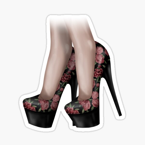 "Red & Black Floral Shoe" Sticker by SarahJaroszko | Redbubble