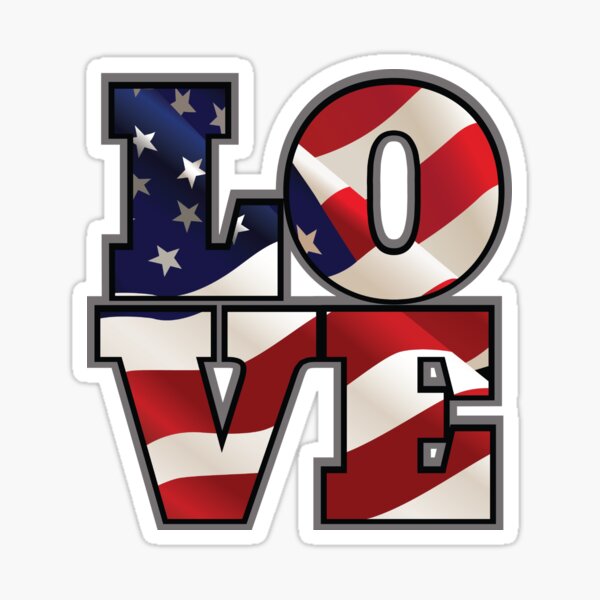 "Cute Patriotic American Flag Love USA" Sticker for Sale by tronictees ...