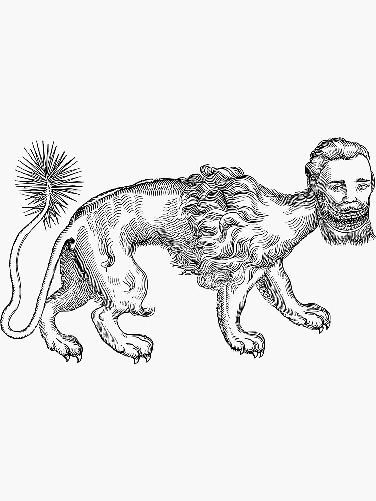 "Manticore Mythical Silly Smiley Face Beast II" Sticker for Sale by ...