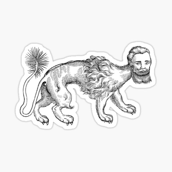 "Manticore Mythical Silly Smiley Face Beast II" Sticker for Sale by ...