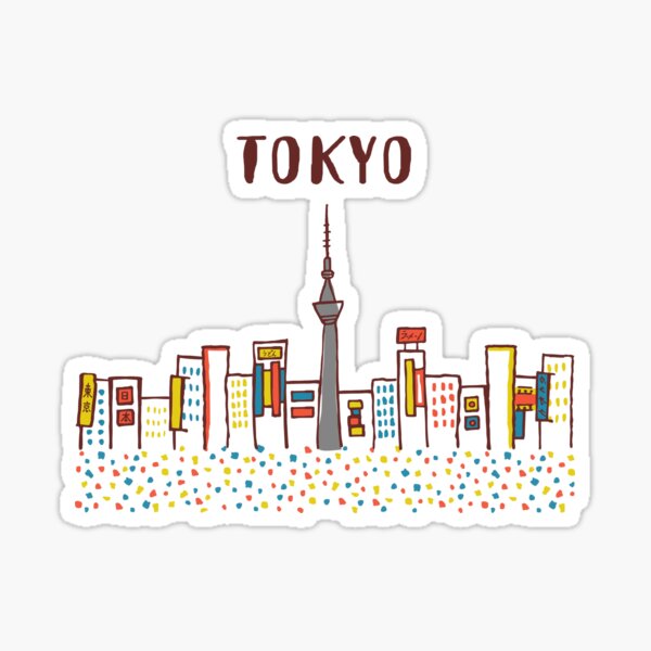 "Tokyo Skyline and Skytree" Sticker for Sale by lakowsky | Redbubble
