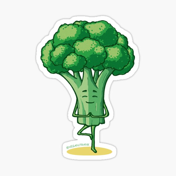 "Cute yoga veggies - broccoli" Sticker for Sale by grillo-franko ...
