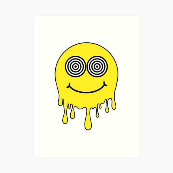"Crazy Eyes Drippy Smiley" Art Print for Sale by potatoegoat | Redbubble