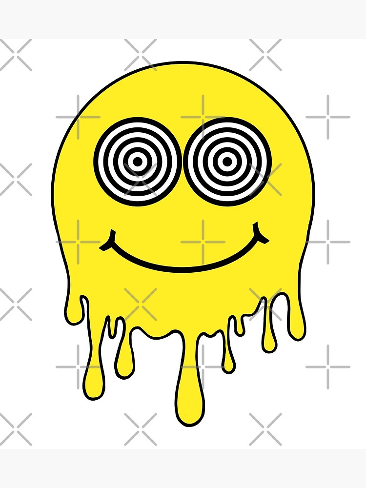 "Crazy Eyes Drippy Smiley" Art Print for Sale by potatoegoat | Redbubble