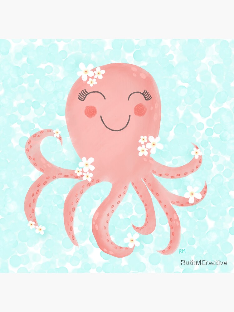 "Cheerful Cute Pink Octupus" Sticker by RuthMCreative | Redbubble
