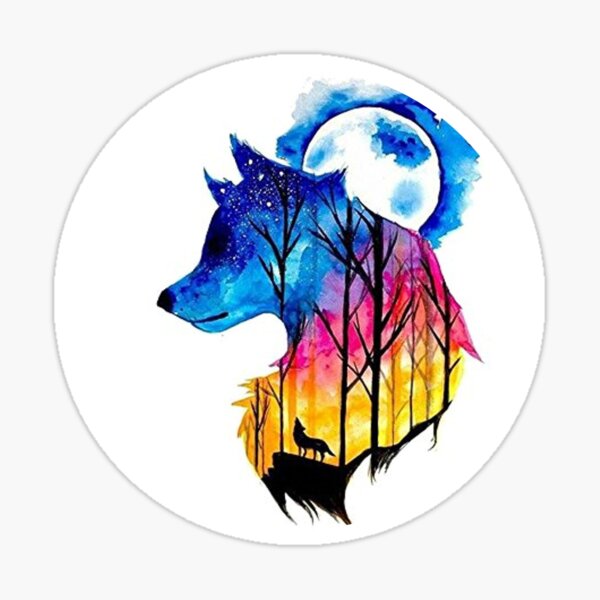 "Colorful Wolf Art" Sticker by Abrigo | Redbubble