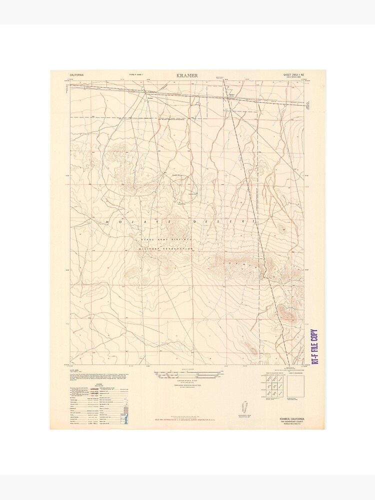 "Kramer, CA from 1947 Vintage Map - High Quality" Photographic Print by ...