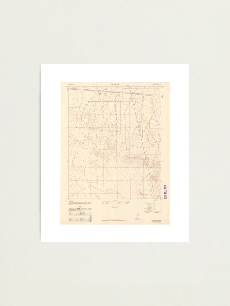 "Kramer, CA from 1947 Vintage Map - High Quality" Photographic Print by ...