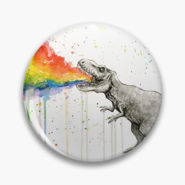 "T-Rex Puking Rainbow Taste the Rainbow" Pin for Sale by Olga Shvartsur ...