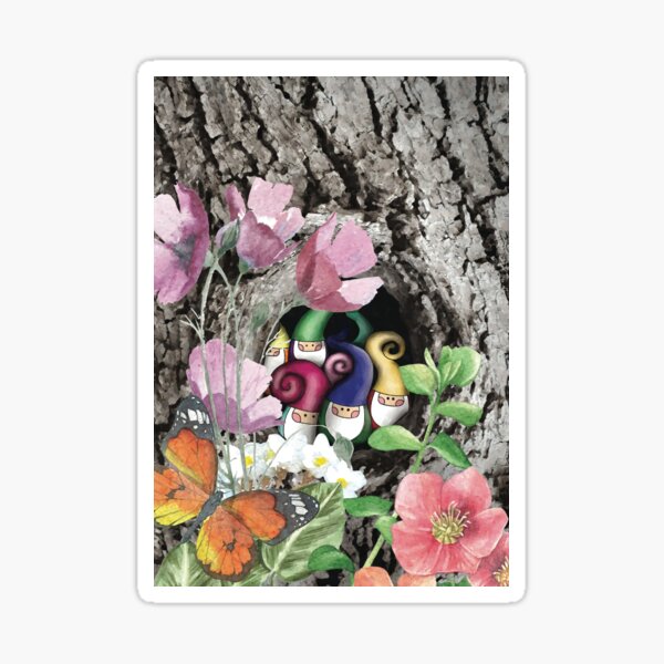 "Gnomes in a Knothole" Sticker by PVGnomey | Redbubble