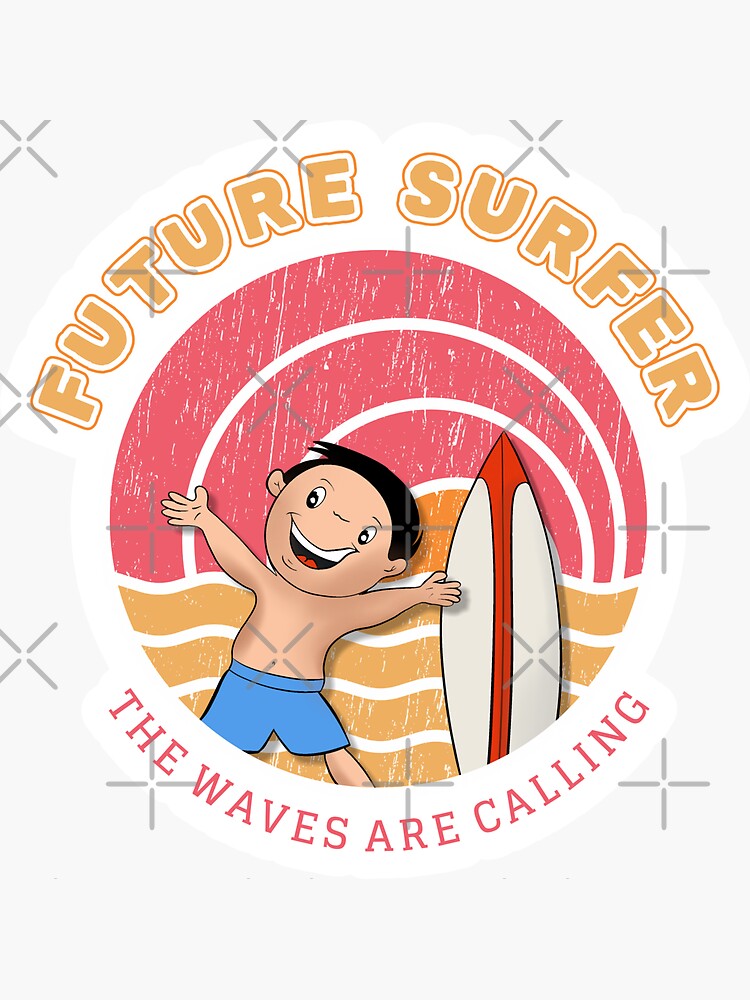 "Future Surfer - The waves are calling" Sticker by futurekidlets ...
