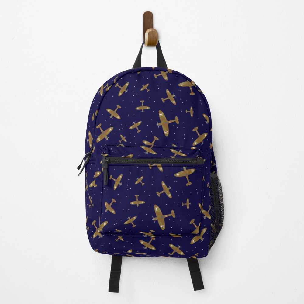 "Spitfire War Planes in Flight on Navy Blue" Backpack for Sale by ...