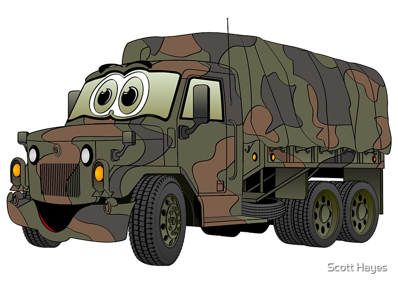 "Military Troop Truck Cartoon" by Scott Hayes | Redbubble