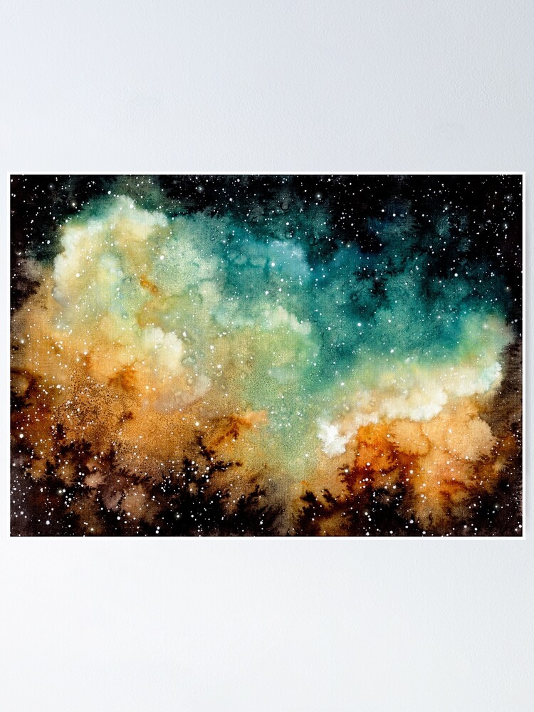 "Watercolor Bright Yellow Nebula" Poster by Cordata | Redbubble