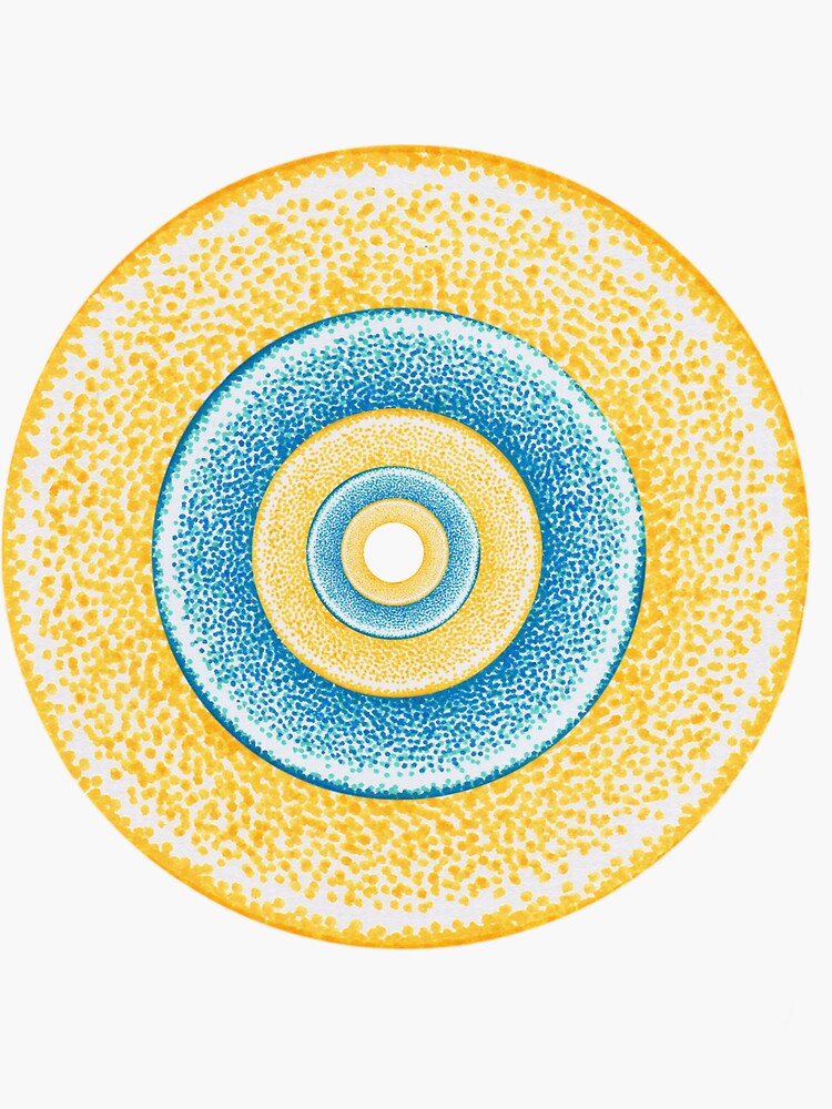 "Yellow and blue abstract circles pattern art pointillism drawing ...