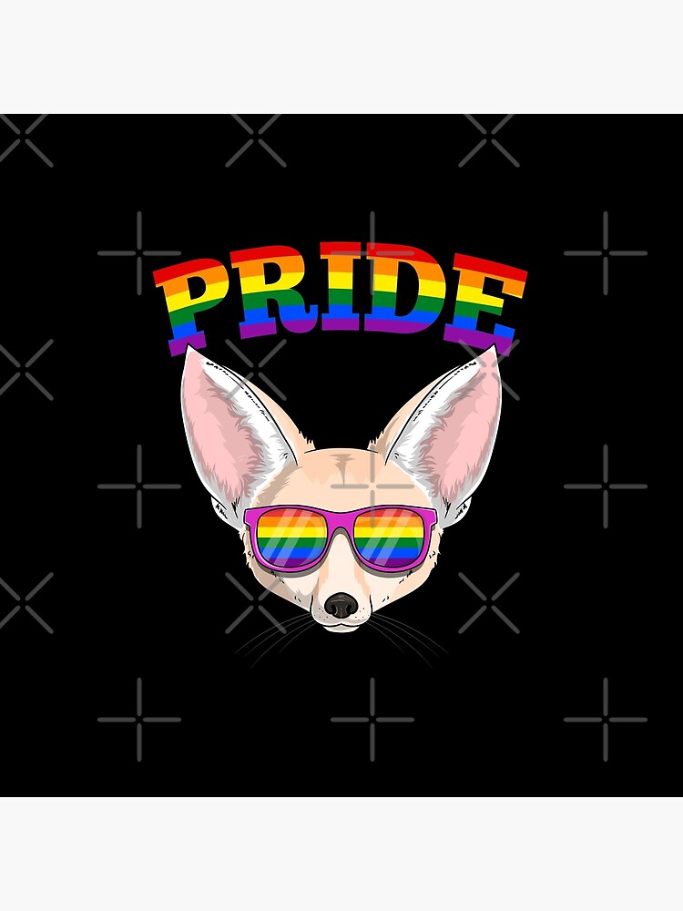 "Gay Pride Fennec Fox with LGBT Rainbow Sunglasses" Throw Pillow by ...