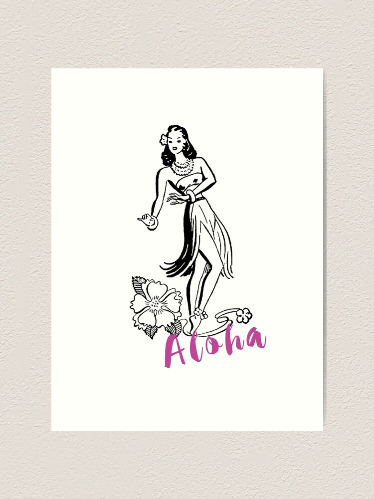 "Vintage Pinup Hula Girl Aloha" Art Print by RKasper | Redbubble