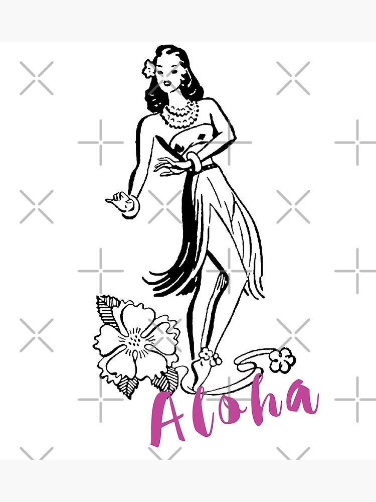 "Vintage Pinup Hula Girl Aloha" Art Print by RKasper | Redbubble