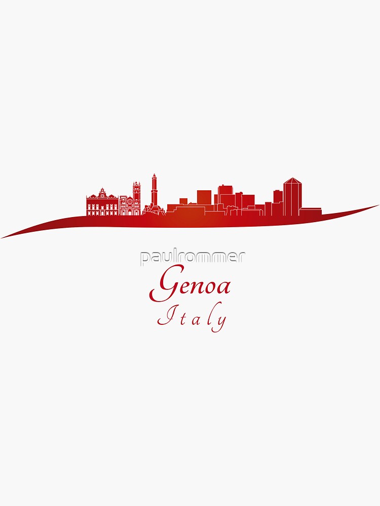 "Genoa skyline in red" Sticker for Sale by paulrommer | Redbubble