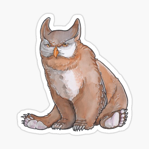 "Dungeons and Dragons, annoyed Horned Owlbear Illustration" Sticker for ...