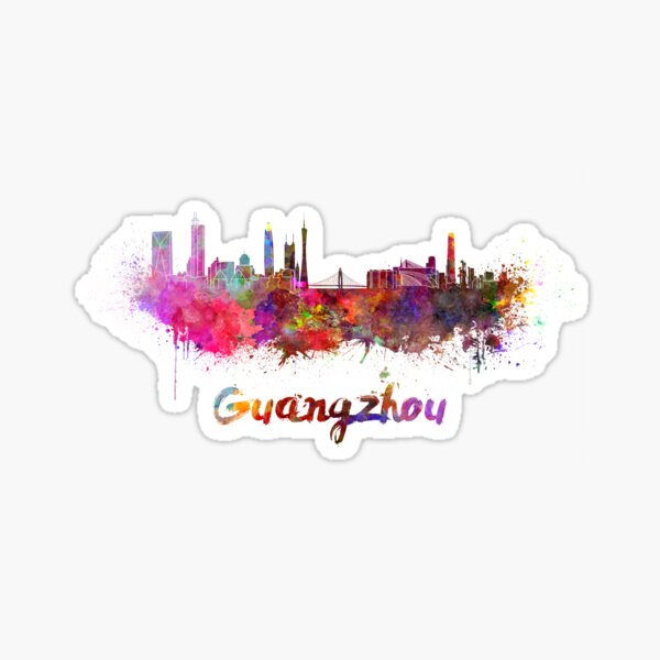 "Guangzhou skyline in watercolor" Sticker for Sale by paulrommer ...