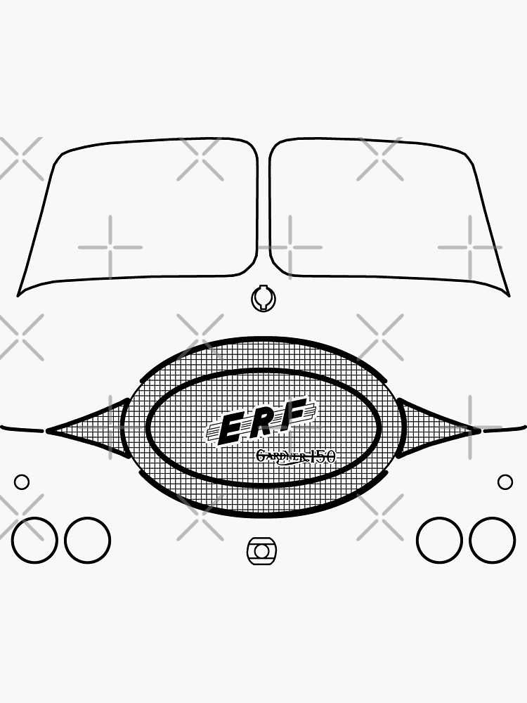 "ERF KV classic 1950s lorry black outline graphic" Sticker by ...