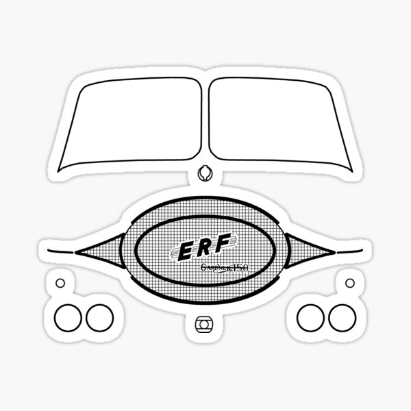 "ERF KV classic 1950s lorry black outline graphic" Sticker by ...