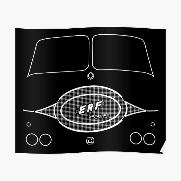 "ERF KV classic 1950s lorry white outline graphic" Poster for Sale by ...