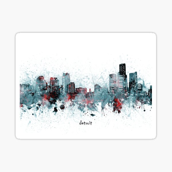 "detroit skyline" Sticker for Sale by BekimART2 | Redbubble