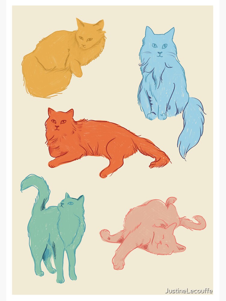 "Cattitude - Art Print - illustrated cats" Sticker for Sale by ...