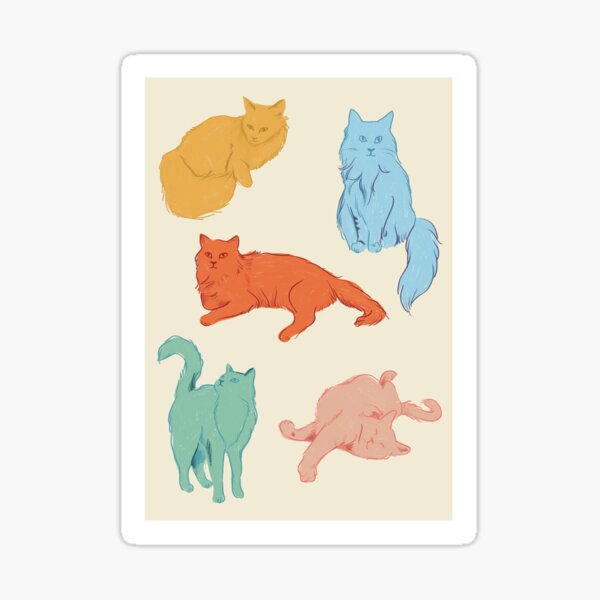 "Cattitude - Art Print - illustrated cats" Sticker for Sale by ...