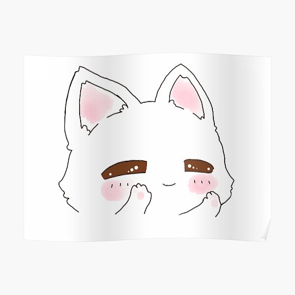 "blushing cute kitten drawing" Poster for Sale by miraicreations ...