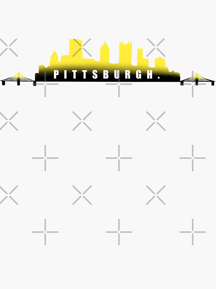 "Pittsburgh city 412 area code pgh black and yellow Skyline " Sticker ...