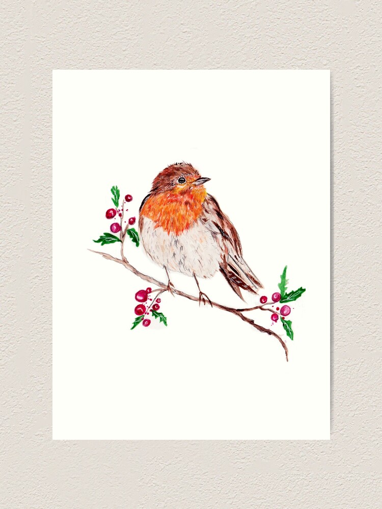 Prints Wood & Linocut Prints Christmas Robin Print A4 Art ...