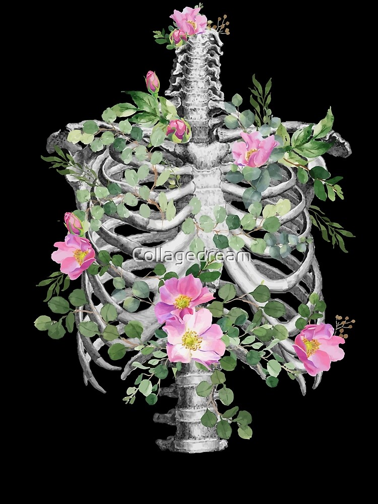 " Anatomy, ribcage, rib cage,skeleton pink roses" Sleeveless Top for ...