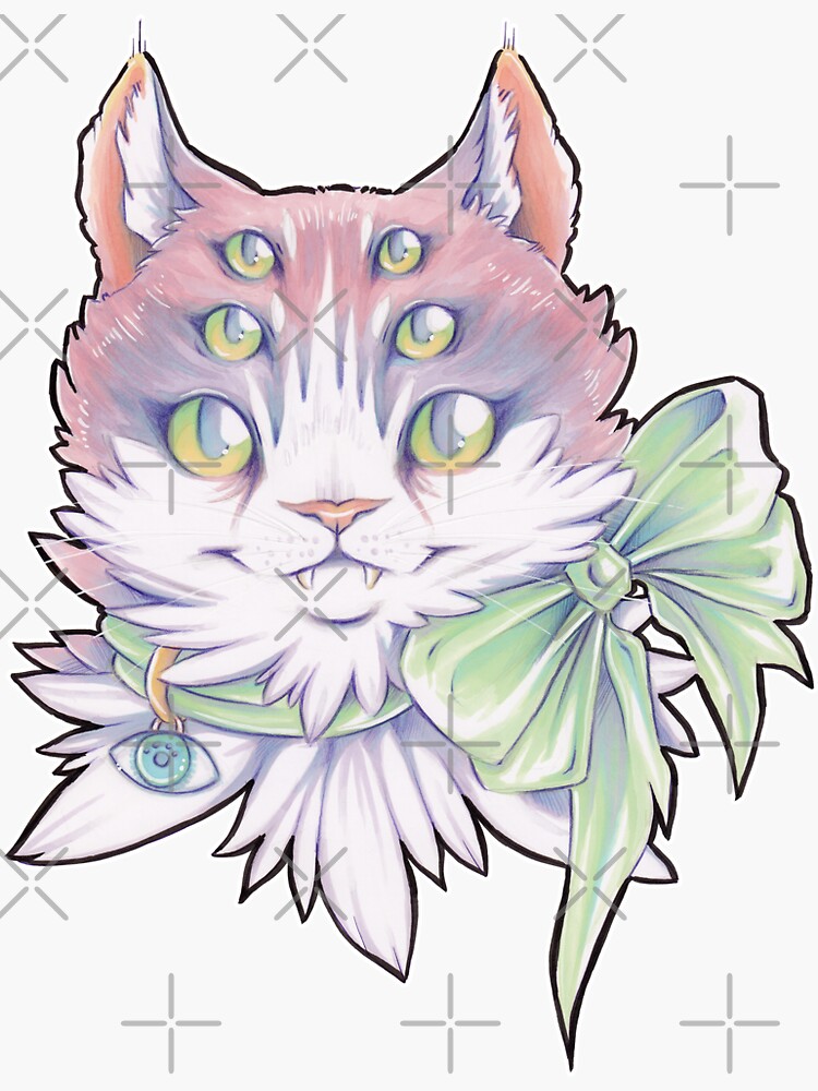 "Too Many Eyes Alien Kitty " Sticker for Sale by kattvalk | Redbubble