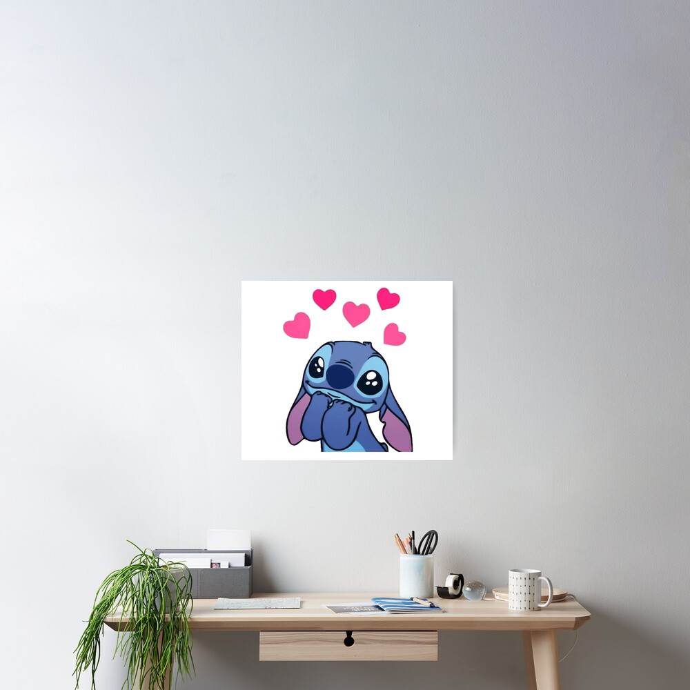 "stitch falling in love" Poster for Sale by xajohns88 | Redbubble
