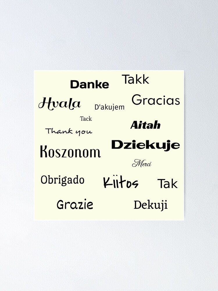 "Languages- The phrase 'Thank you' in many european/EU languages ...