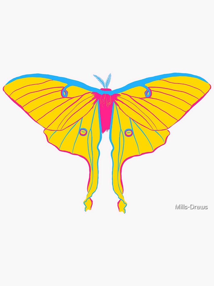 "Pan Pride Moth" Sticker by Mills-Draws | Redbubble