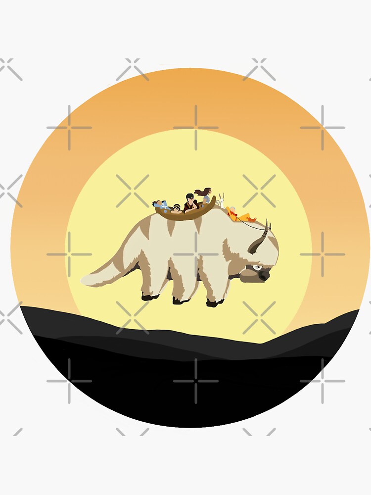 "Team Avatar on Appa" Sticker for Sale by malice7222 | Redbubble