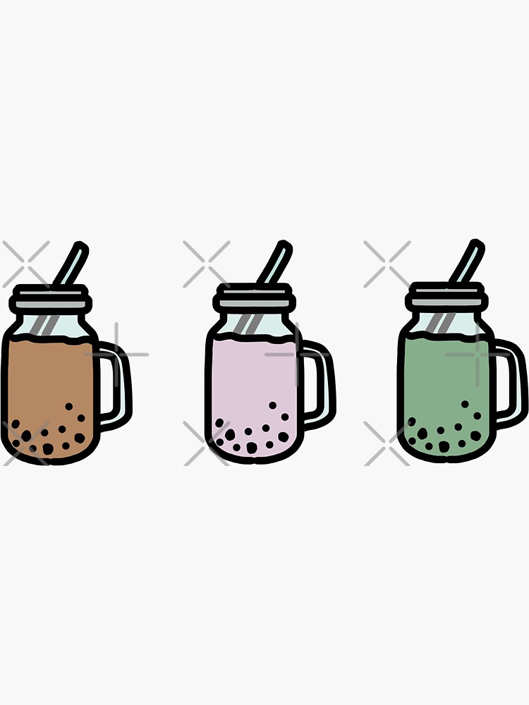 "Boba Bubble Tea Jars Sticker Pack" Sticker for Sale by bassoongirl123 ...