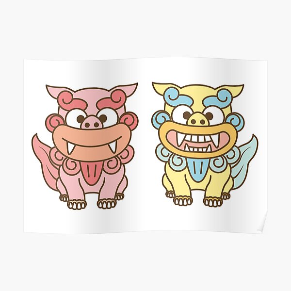 "Shisa Dogs of Okinawa" Poster by DMD5 | Redbubble