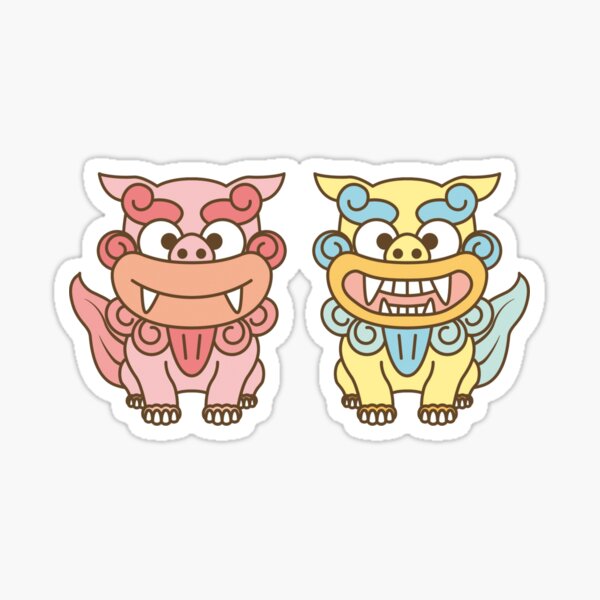 "Shisa Dogs of Okinawa" Sticker by DMD5 | Redbubble